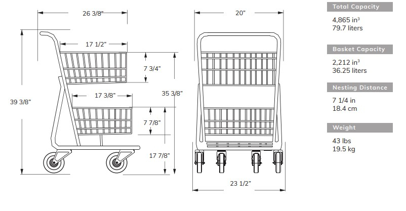 Double Basket Express Convenience Grocery Shopping Cart Model #080