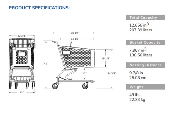 Medium Plastic Grocery Shopping Cart Model #550 | High Quality | Carts4U
